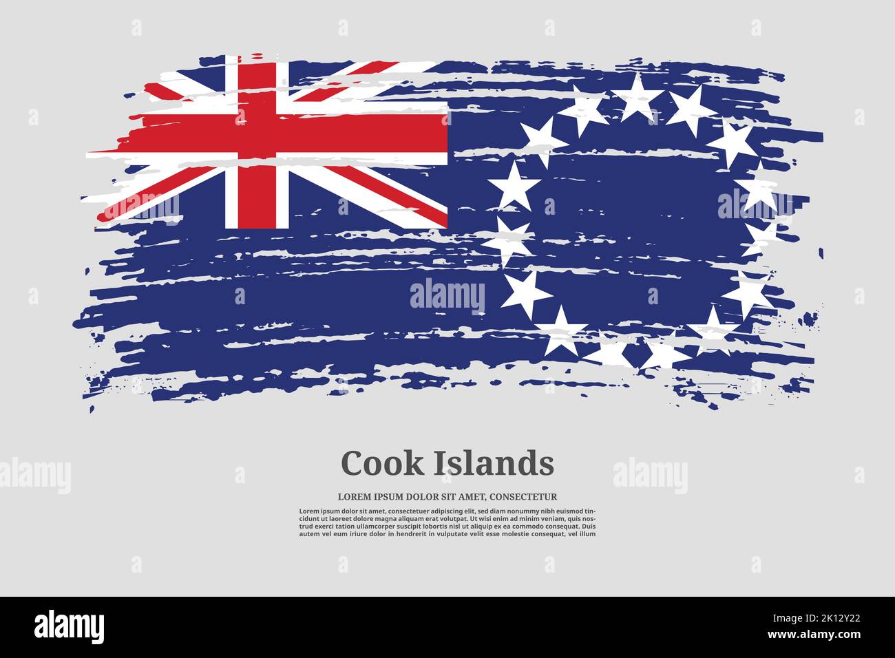 Cook Islands flag with brush stroke effect and information text poster ...