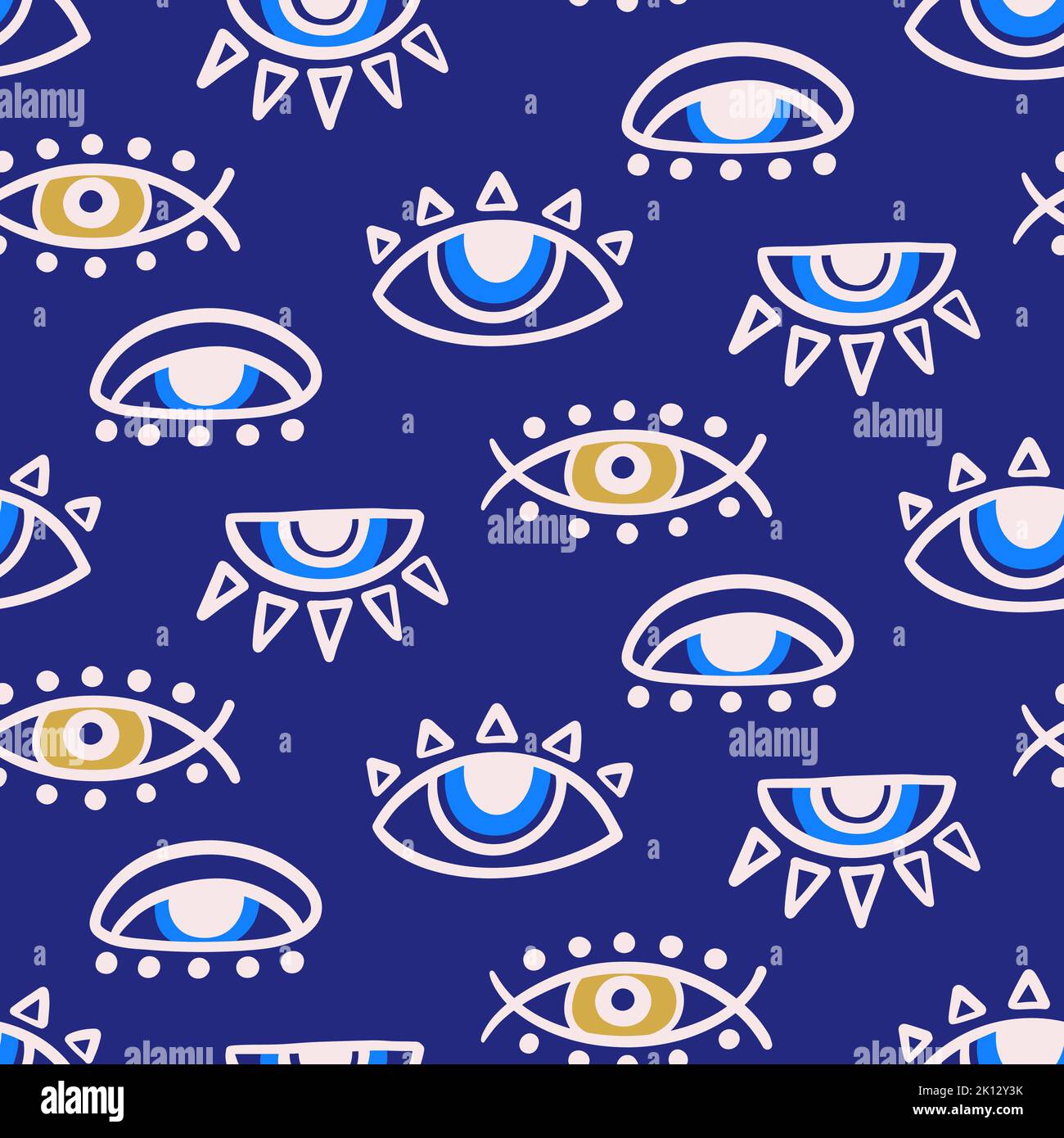 Evil eye seamless pattern. Ethnic Turkish eye decorative symbols Stock ...