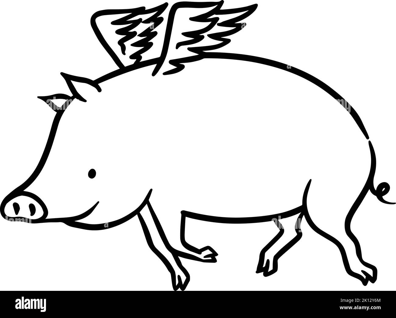 hand drawn flying pig. Vector illustration Stock Vector Image & Art - Alamy