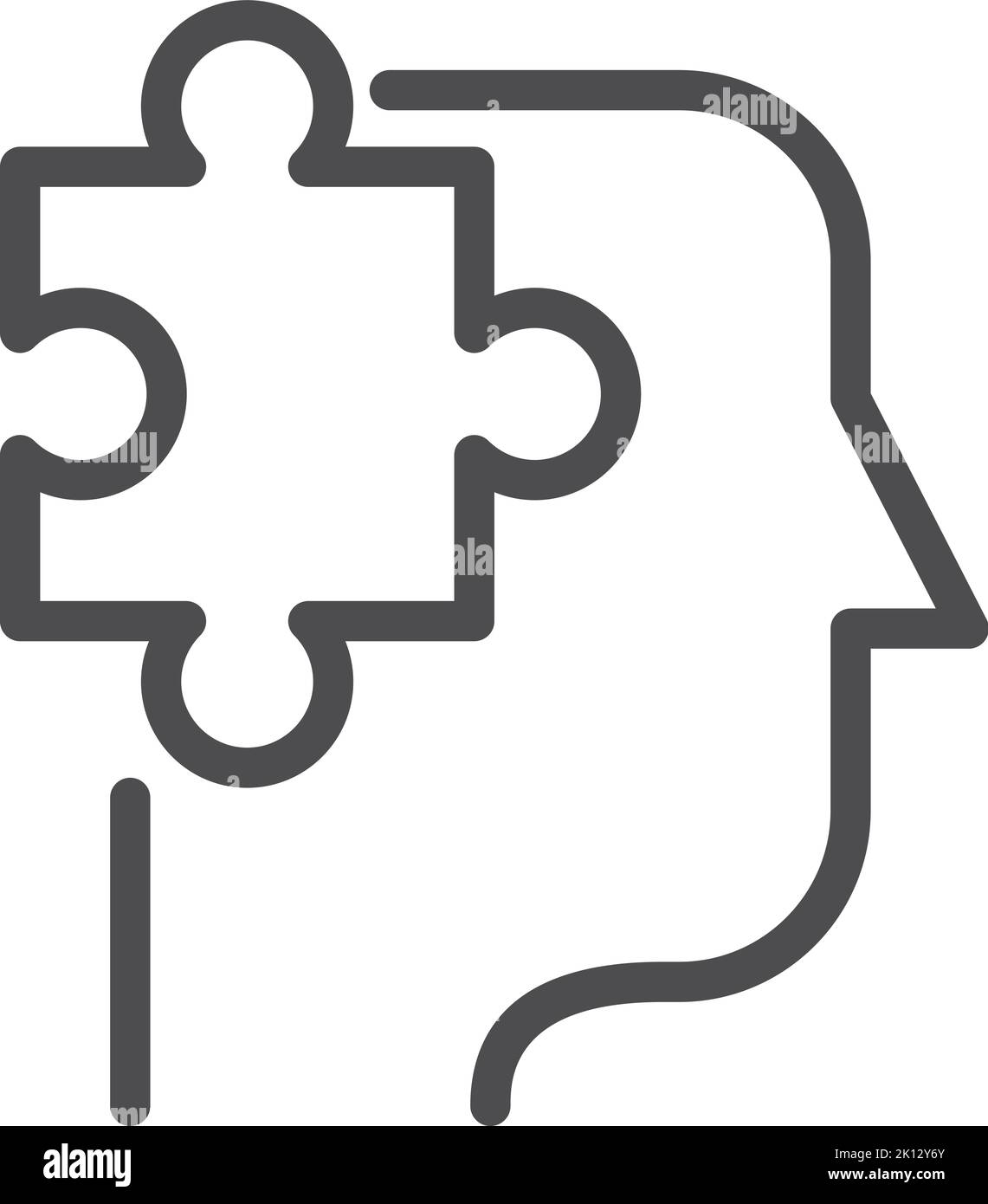 Problem solving line icon. Head with puzzle piece Stock Vector Image ...