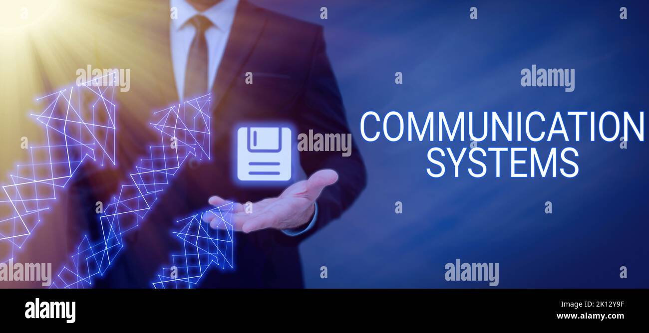 Inspiration showing sign Communication Systems. Business overview Flow ...