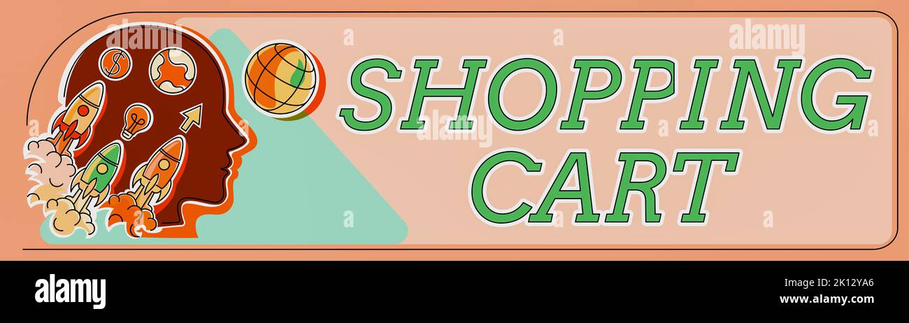 Hand writing sign Shopping Cart. Word Written on Case Trolley Carrying ...