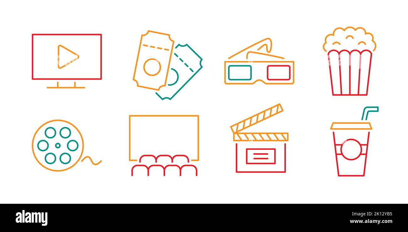 Set of Cinema Icons. Entertainment Logo Elements Collection Stock ...