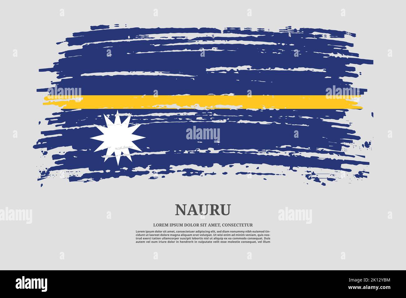 Nauru flag with brush stroke effect and information text poster, vector ...