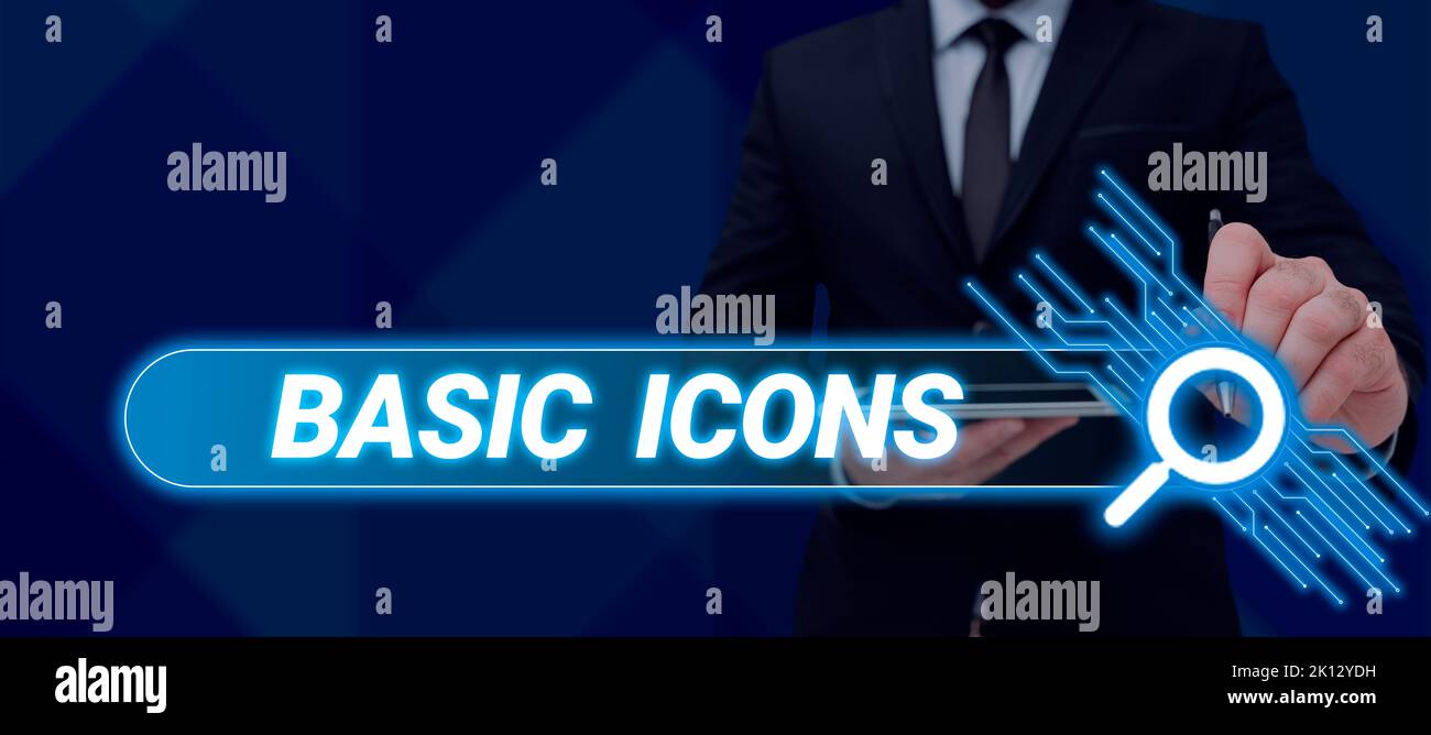 Text showing inspiration Basic Icons. Business showcase pictogram or ...