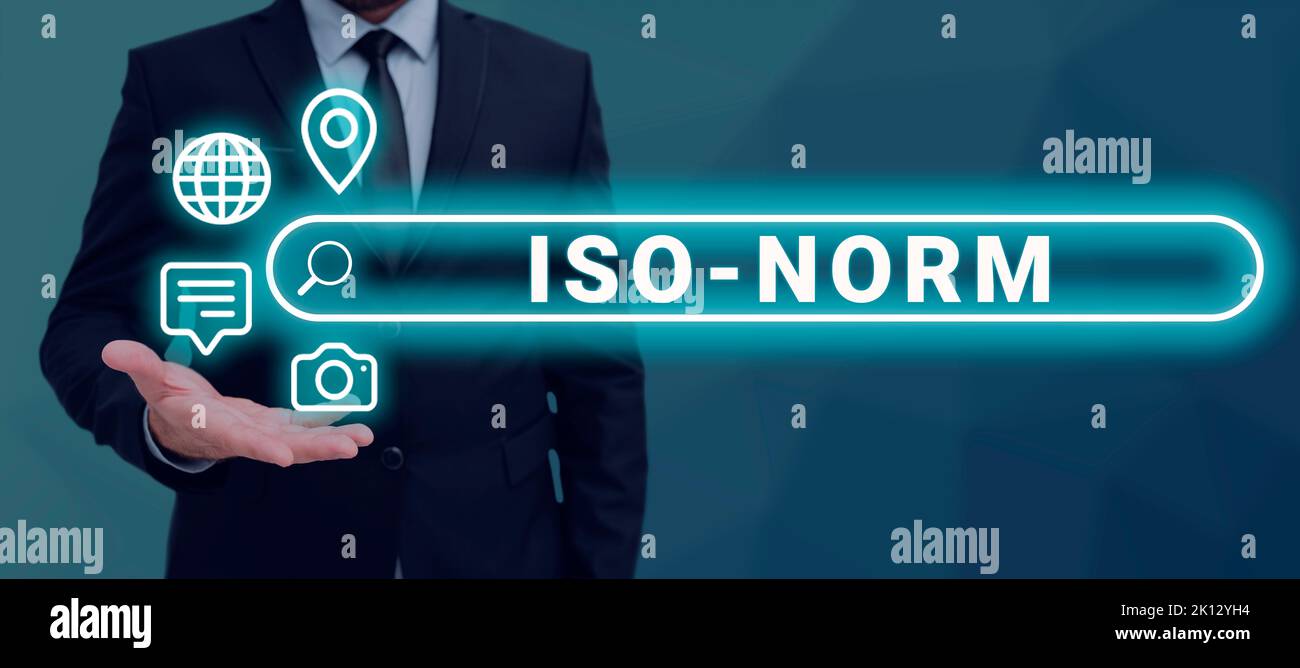 Text sign showing Iso Norm. Internet Concept An accepted standard or a ...