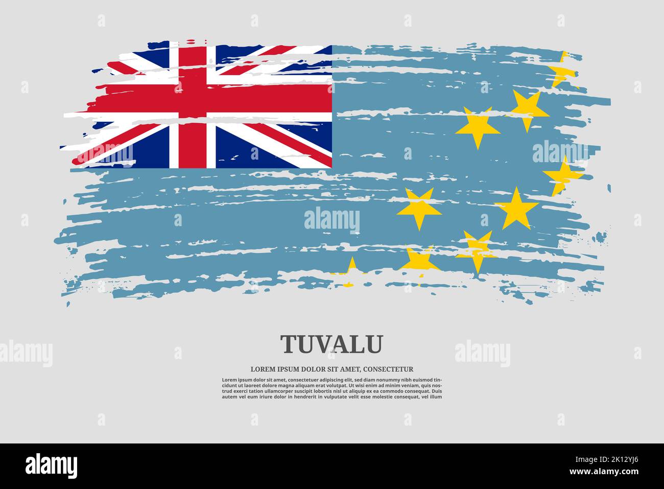 Tuvalu flag with brush stroke effect and information text poster ...