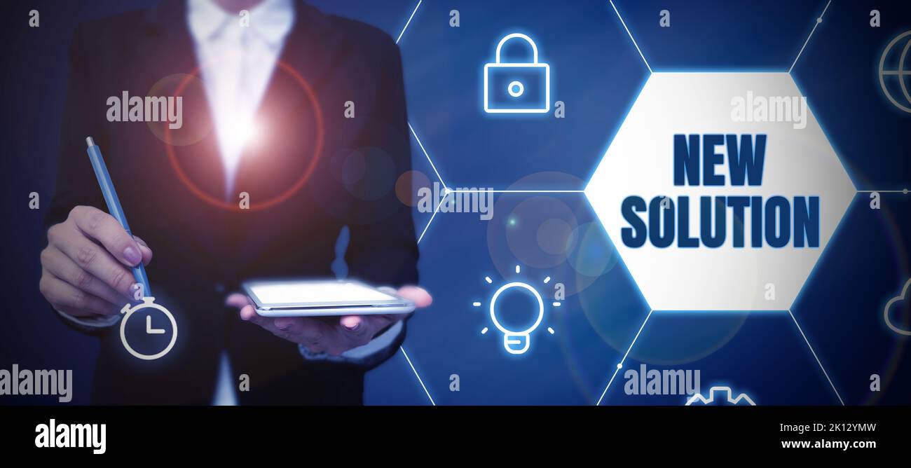 Text sign showing New Solution. Business concept Modern Innovation ...