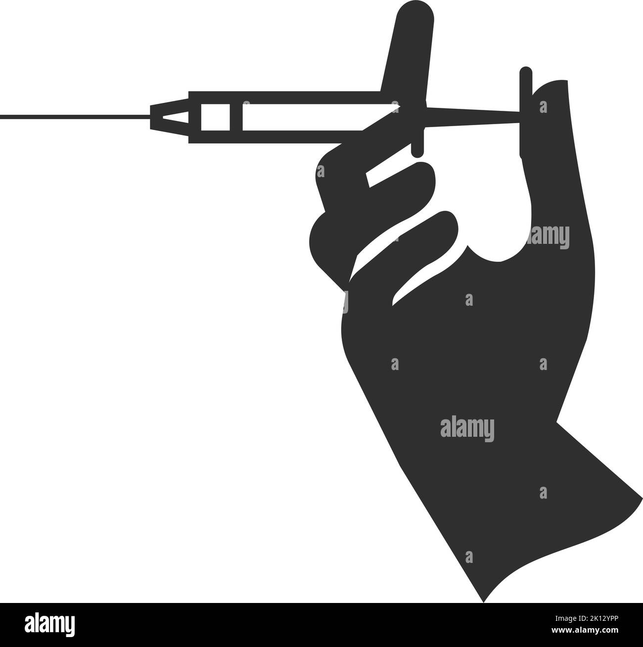 Vaccination icon in black and white. Vaccine injection using syringe ...