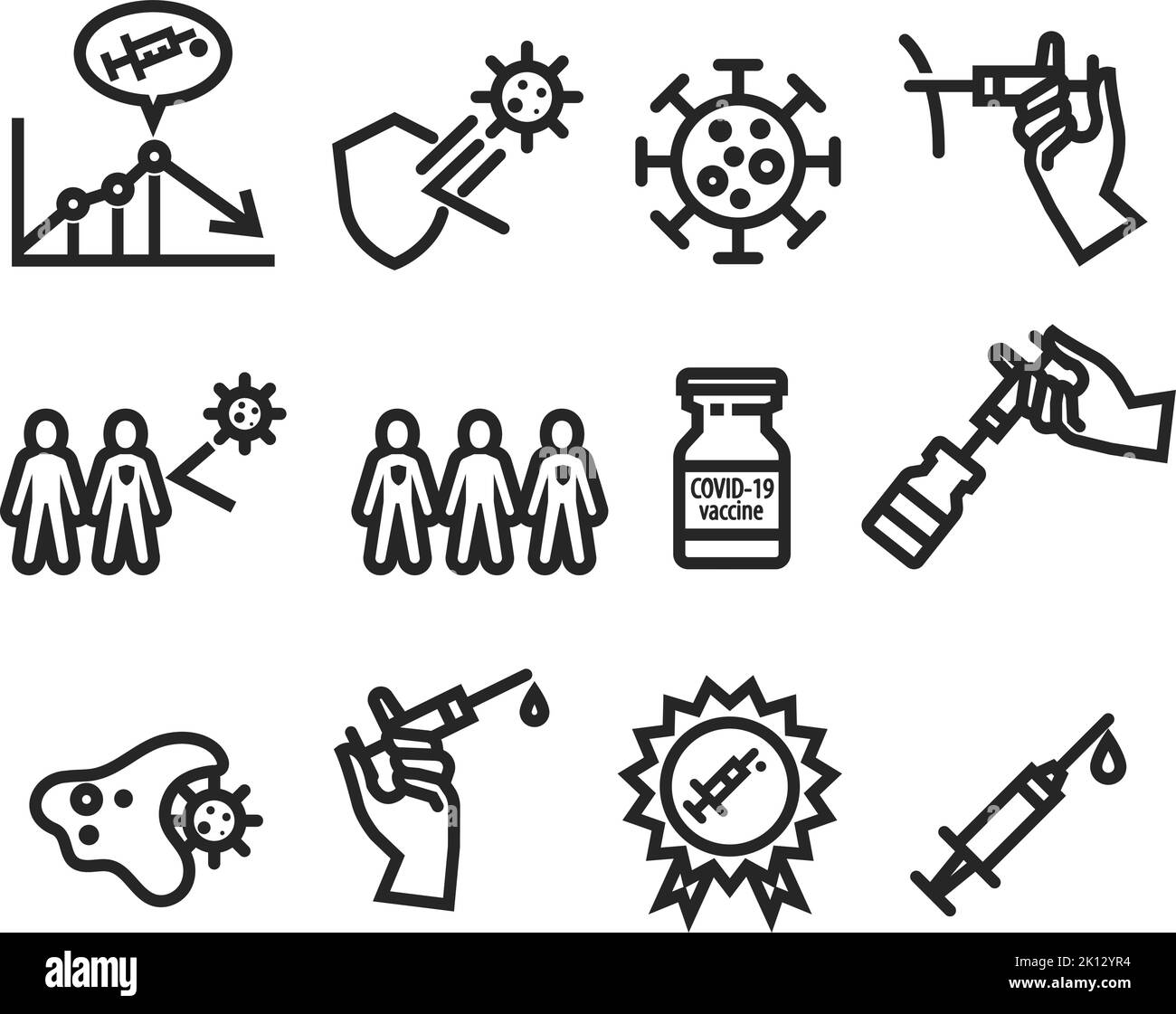 Vaccination icon in thick outline. Vector illustration Stock Vector ...