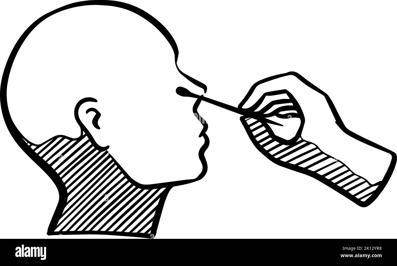 swab test hand drawn vector illustration Stock Vector Image & Art - Alamy