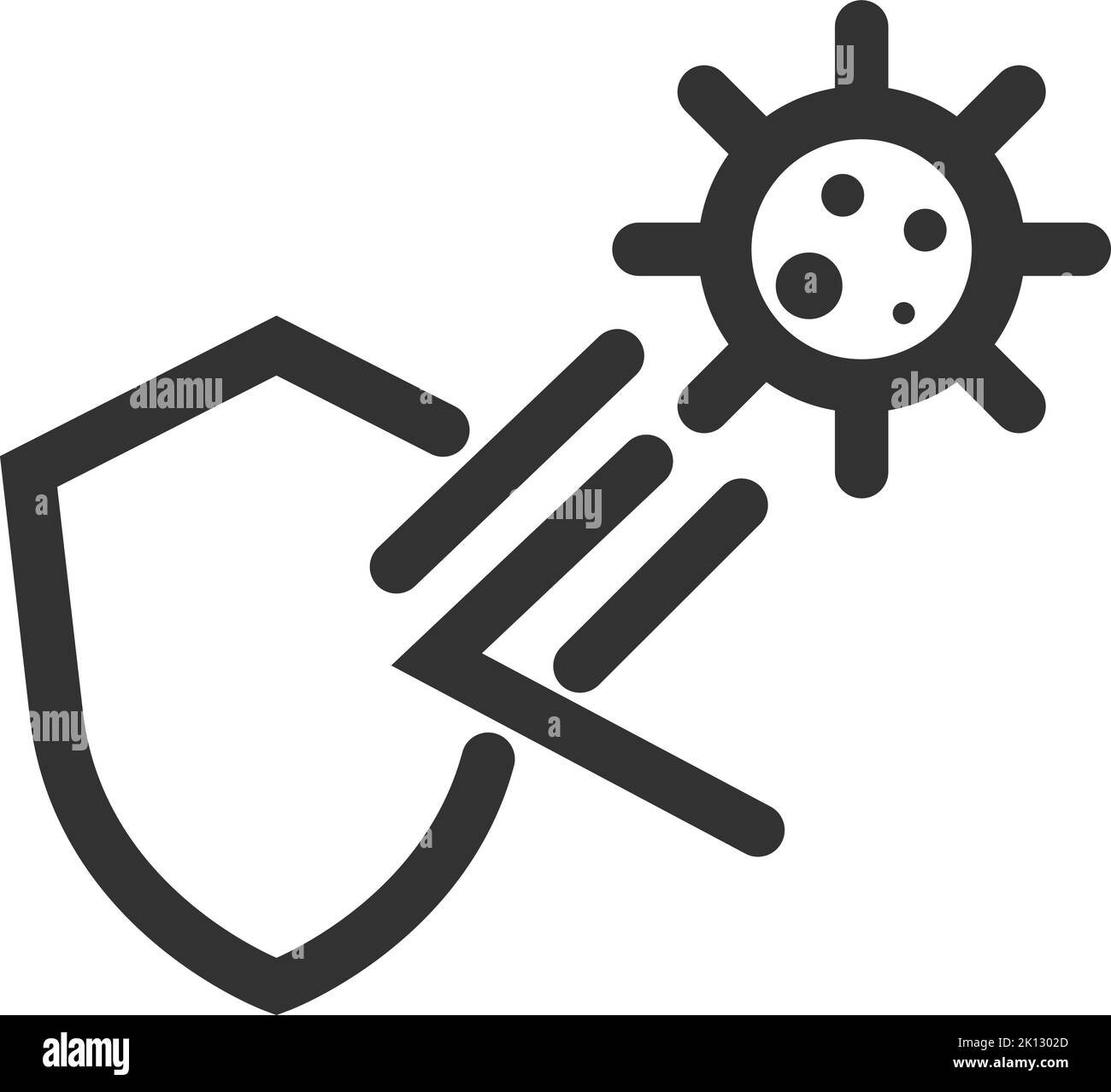 Virus protection icon in thick outline. Shield and syringe. vector ...