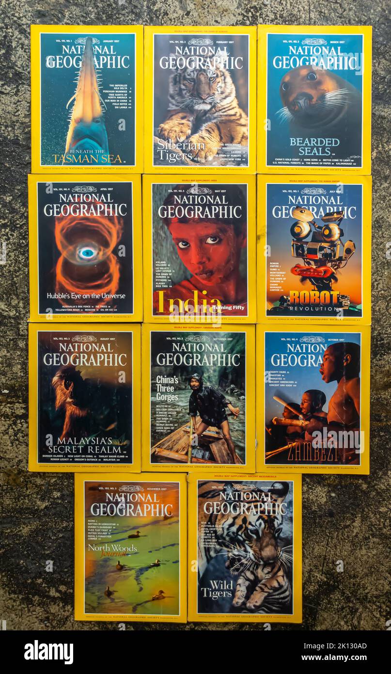 National Geographic magazine covers, collection, 1997 Stock Photo - Alamy