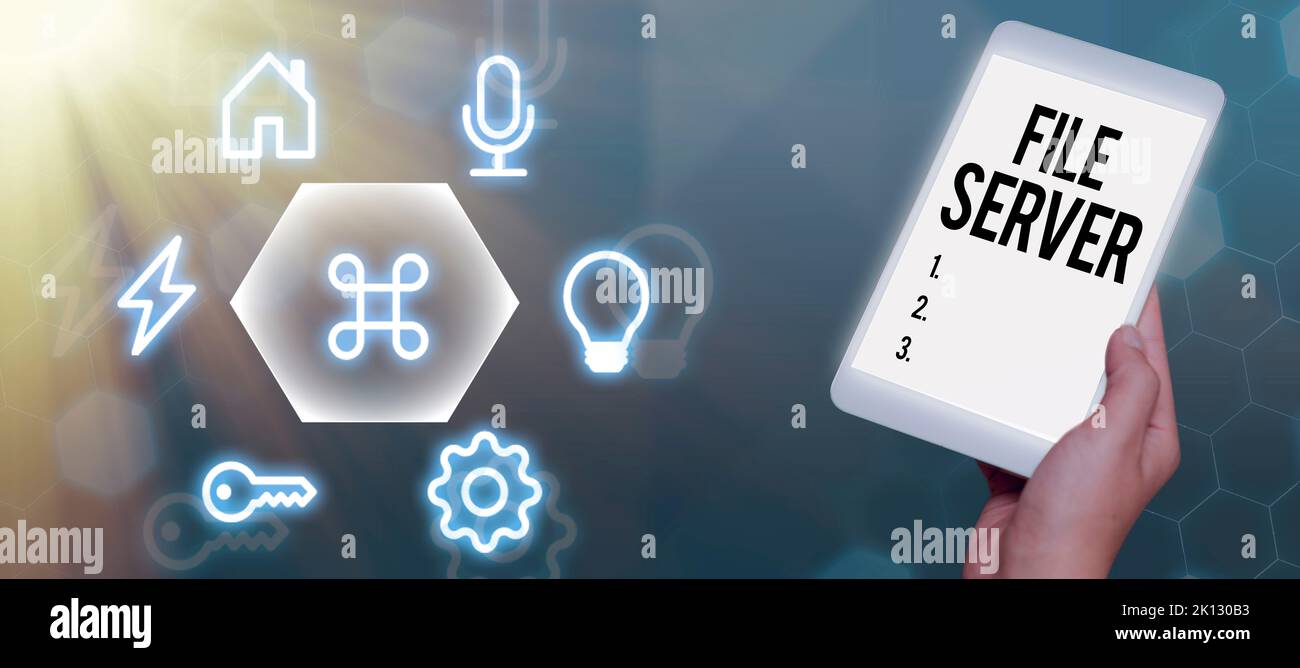 Writing displaying text File Server. Business showcase device which ... Writing displaying text File Server. Business showcase device which ...