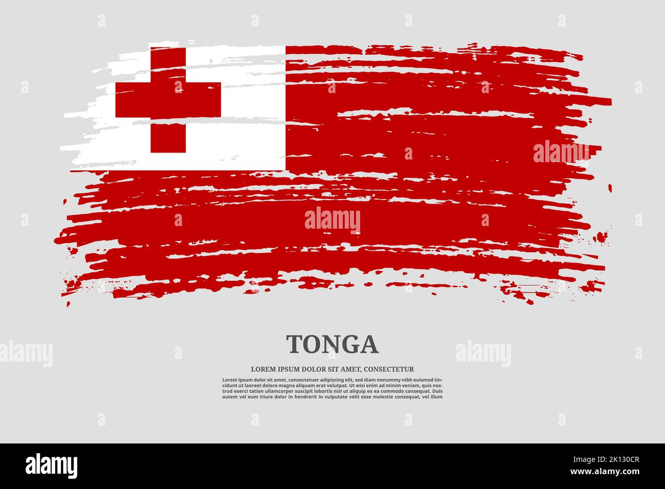 Tonga flag with brush stroke effect and information text poster, vector ...