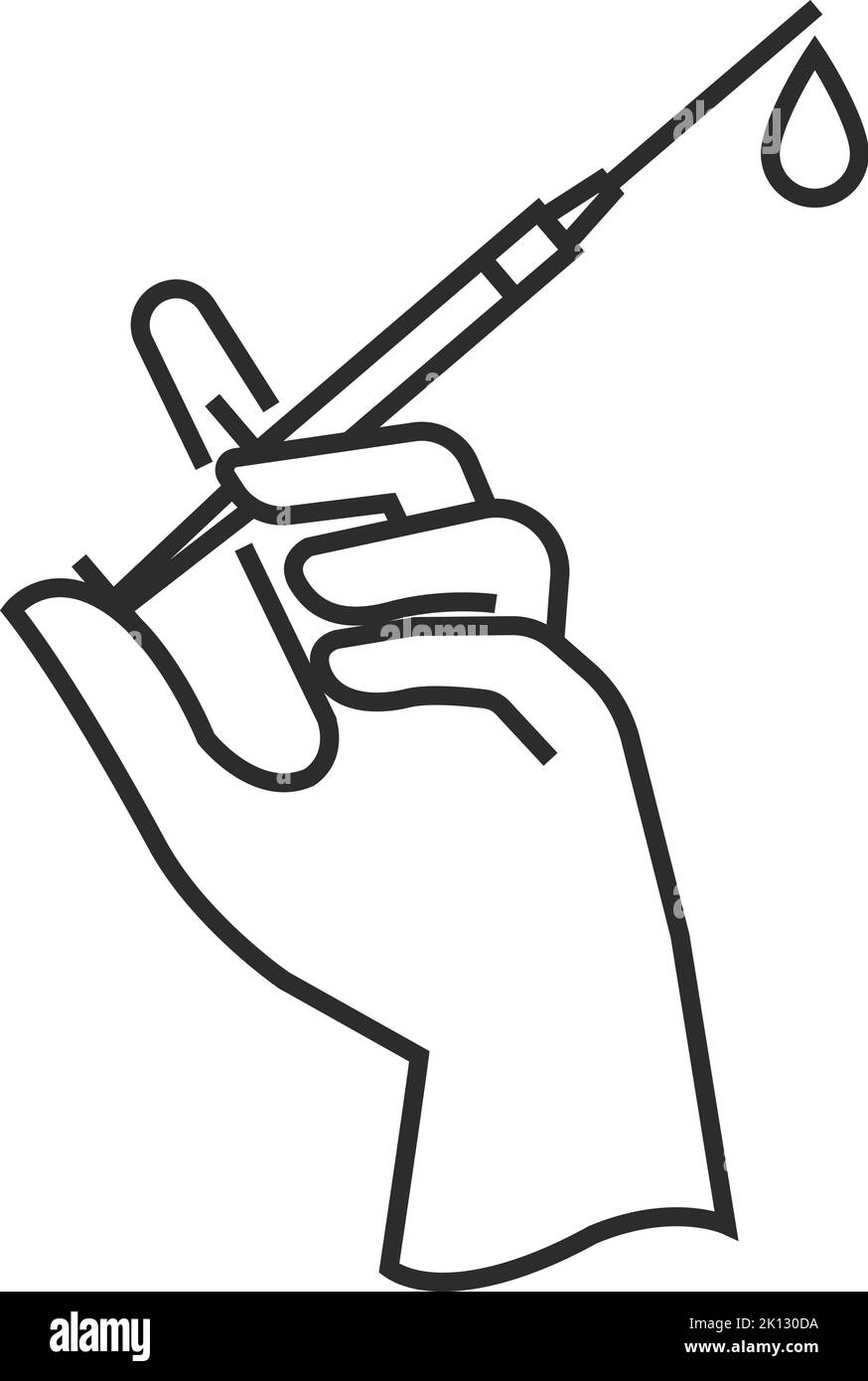 Vaccination icon in thin outline. Vaccine injection using syringe Stock ...