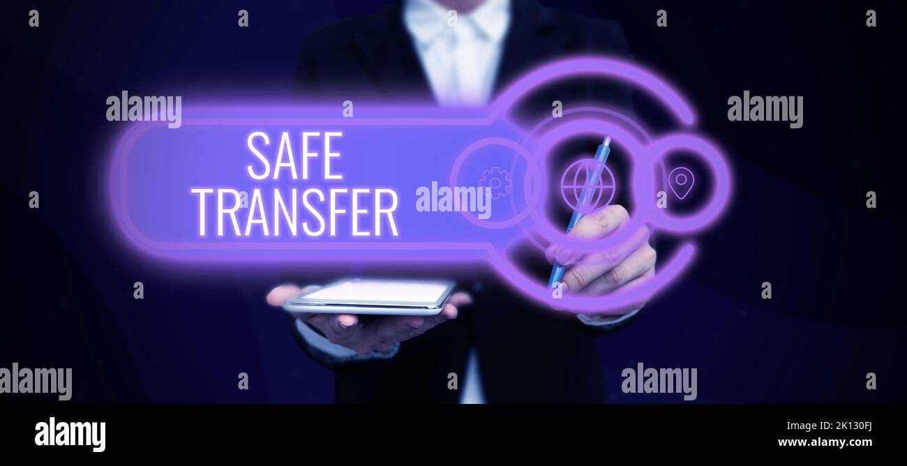 Hand writing sign Safe Transfer. Internet Concept Wire Transfers ...