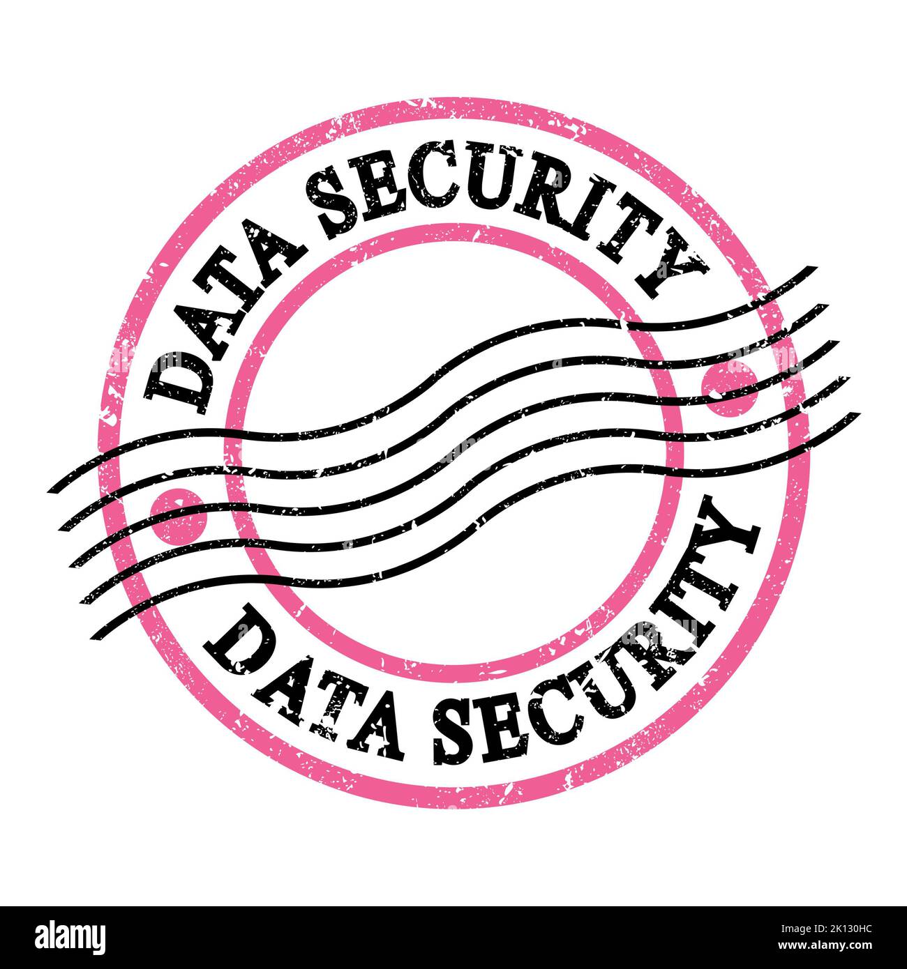 DATA SECURITY, text written on pink-black grungy postal stamp Stock ...