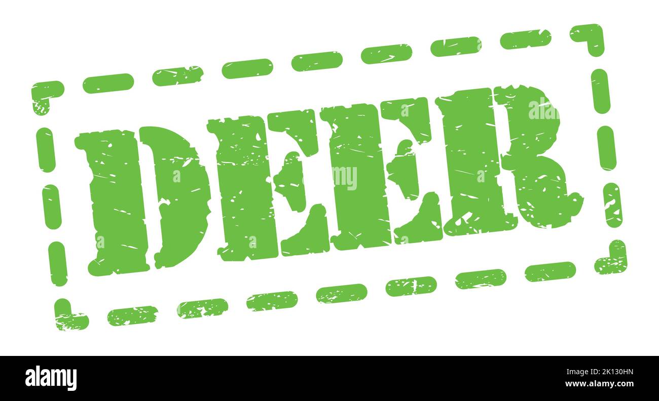 DEER text written on green dash stamp sign Stock Photo - Alamy