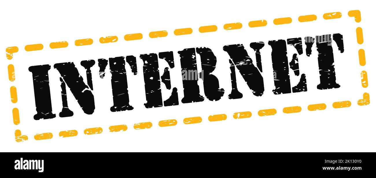 INTERNET text written on yellow-black dash stamp sign Stock Photo - Alamy