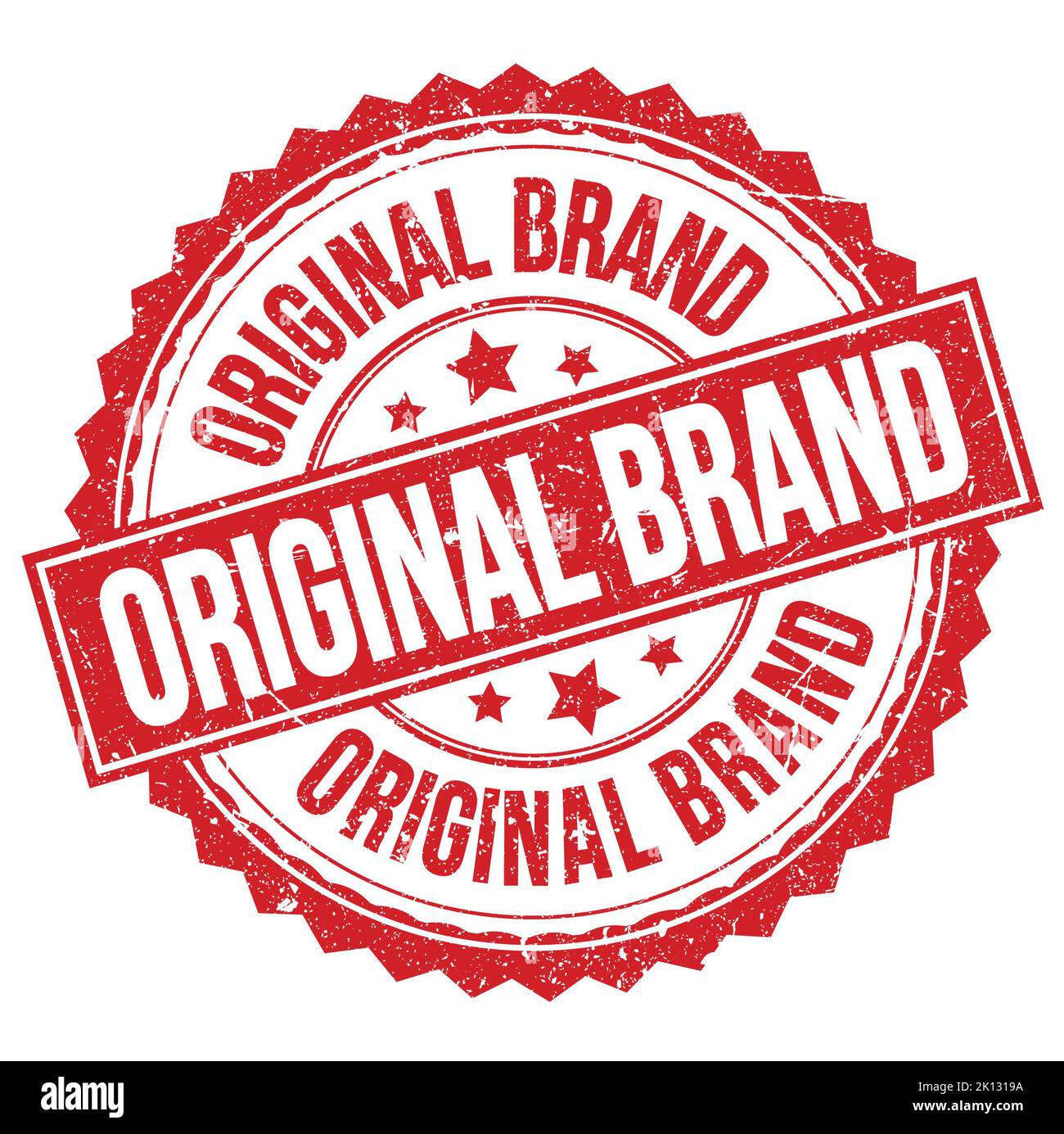 ORIGINAL BRAND text written on red round stamp sign Stock Photo - Alamy