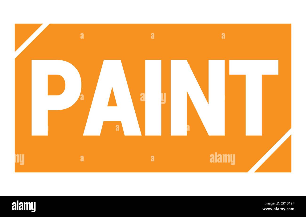 PAINT text written on orange rectangle stamp sign Stock Photo - Alamy
