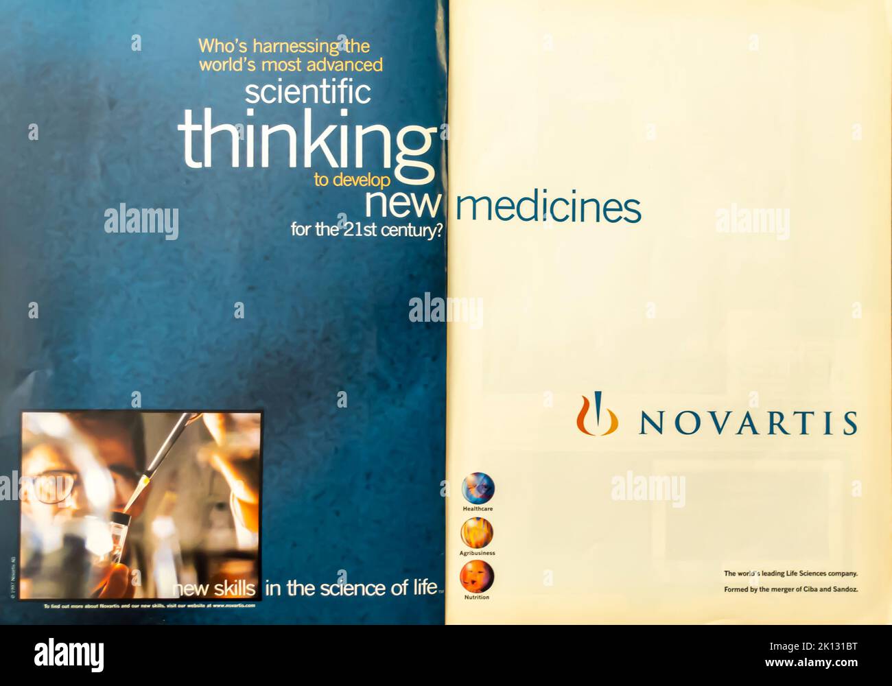 NOVARTIS advertisement placed in a NatGeo magazine January 1997 Stock ...