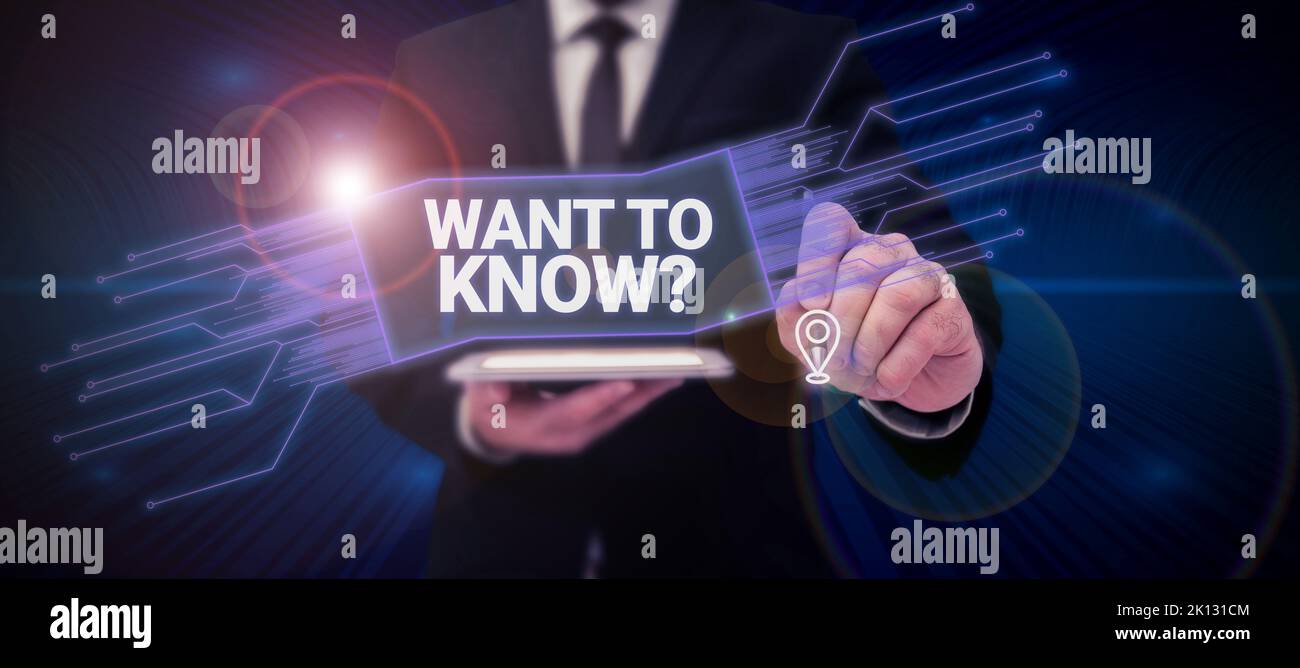 Text caption presenting Want To Know Question. Concept meaning Request ...