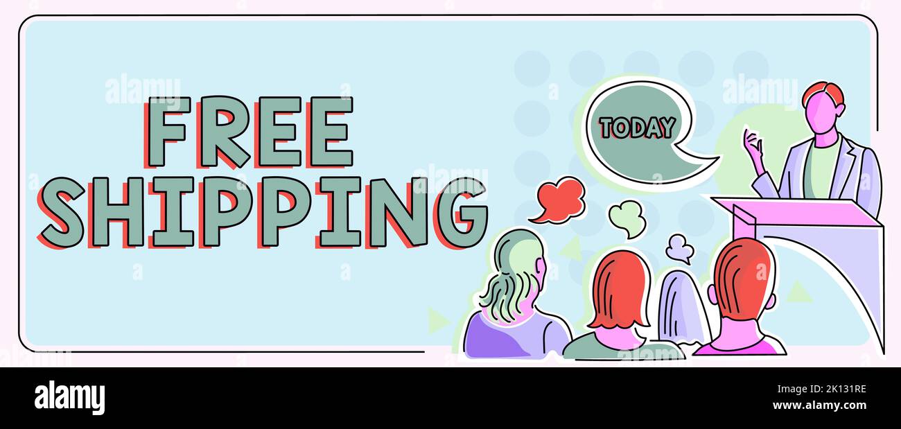 Conceptual caption Free Shipping. Business concept Freight Cargo ...