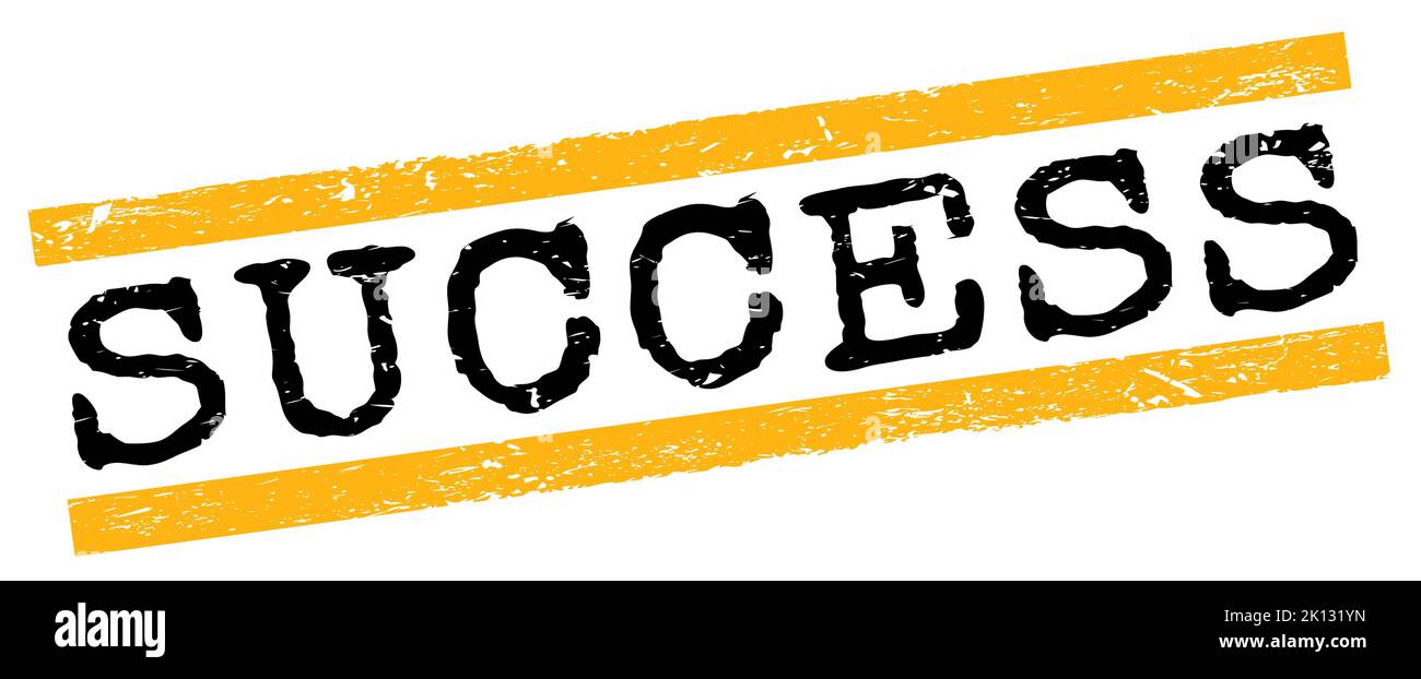 SUCCESS text written on yellow-black grungy lines stamp sign Stock ...
