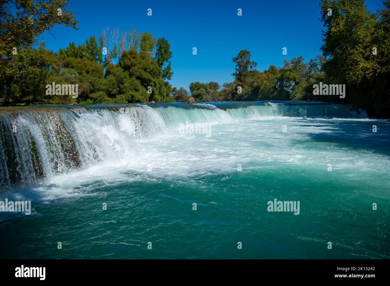Beautiful natural landmark of manavgat waterfall with waterfall lake ...