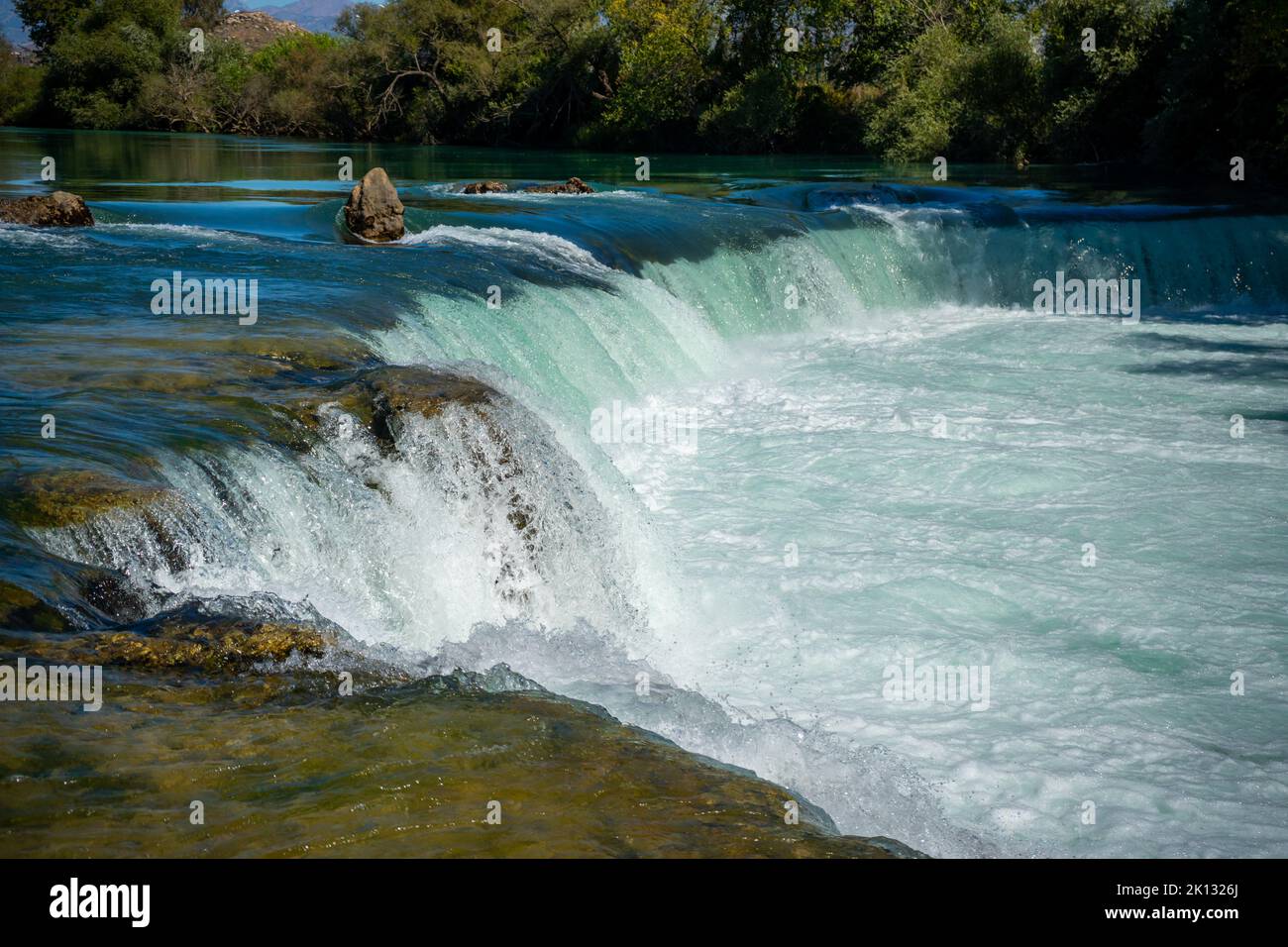 Beautiful natural landmark of manavgat waterfall with waterfall lake ...