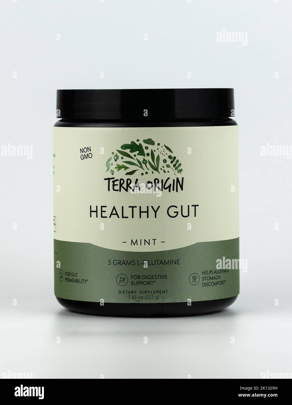 Healthy Gut (digestive support) powder editorial. dietary supplement in ...