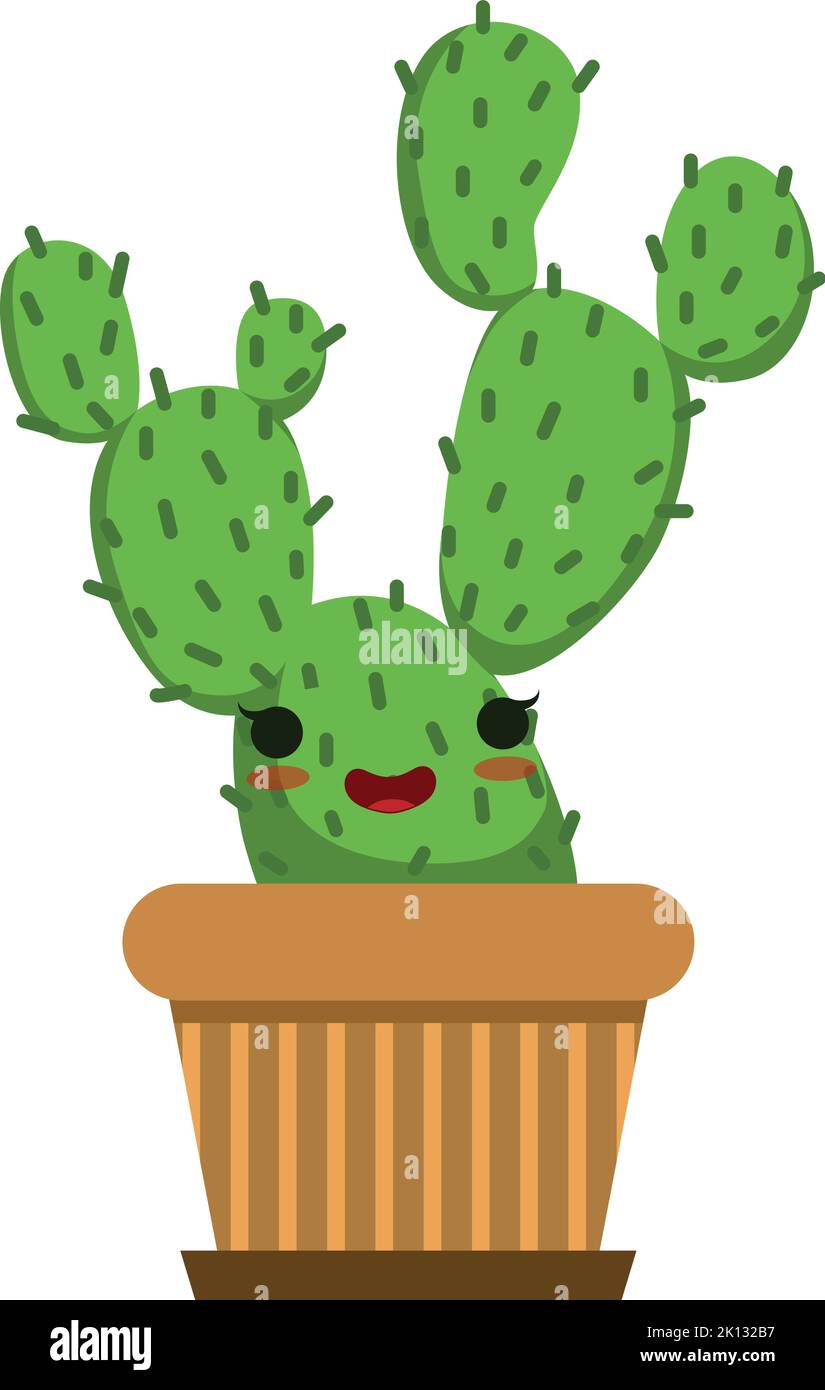 Happy cactus character. Cartoon funny green plant Stock Vector Image ...