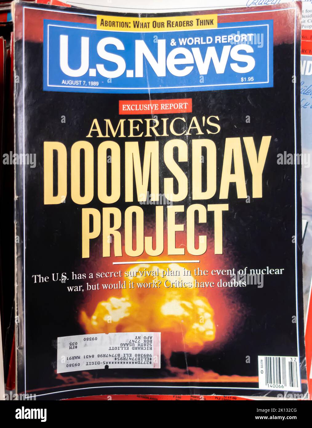 U.S. News magazine. Doomsday project. August 1989 cover Stock Photo - Alamy