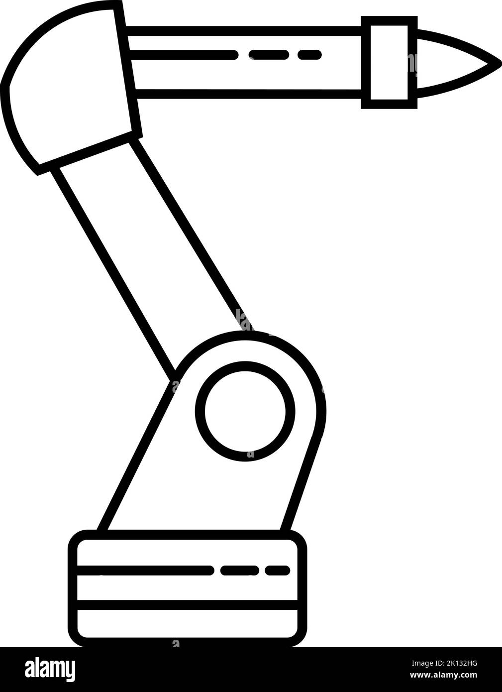 Industrial robotic arm icon in thin outline. Vector illustration Stock ...