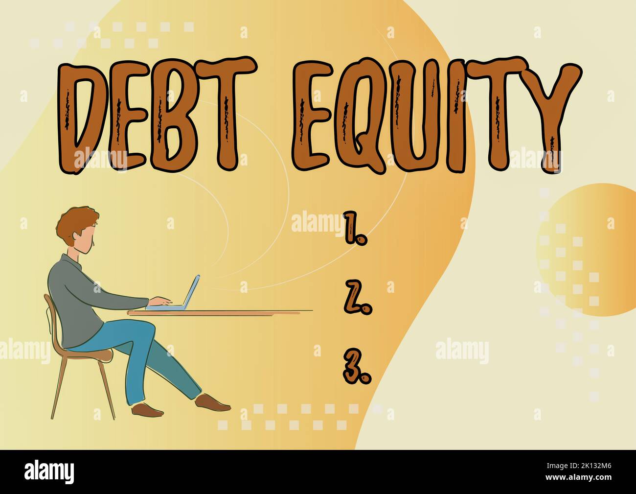 Text caption presenting Debt Equity. Word Written on dividing companys ...