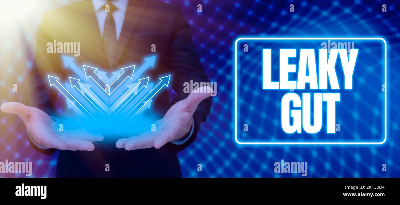 Writing displaying text Leaky Gut. Word Written on A condition in which ... Writing displaying text Leaky Gut. Word Written on A condition in which ...
