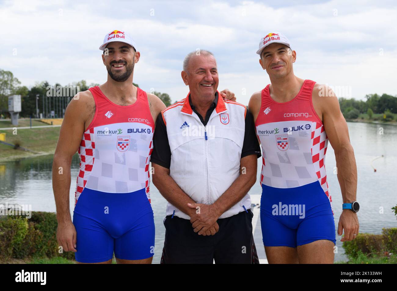 Croatian rowers Martin and Valent Sinkovic and Nikola Bralic during ...