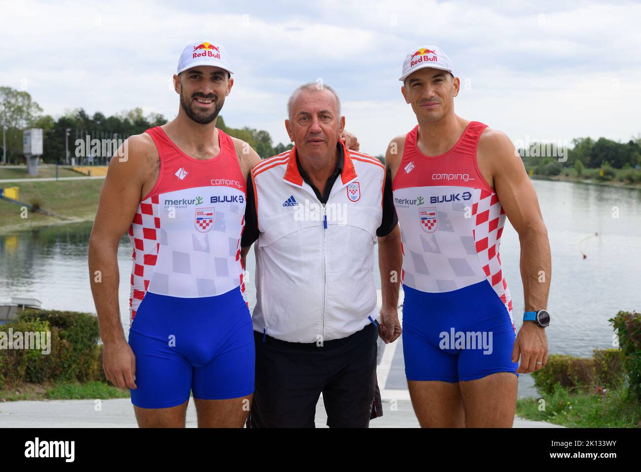 Croatian rowers Martin and Valent Sinkovic and Nikola Bralic during ...