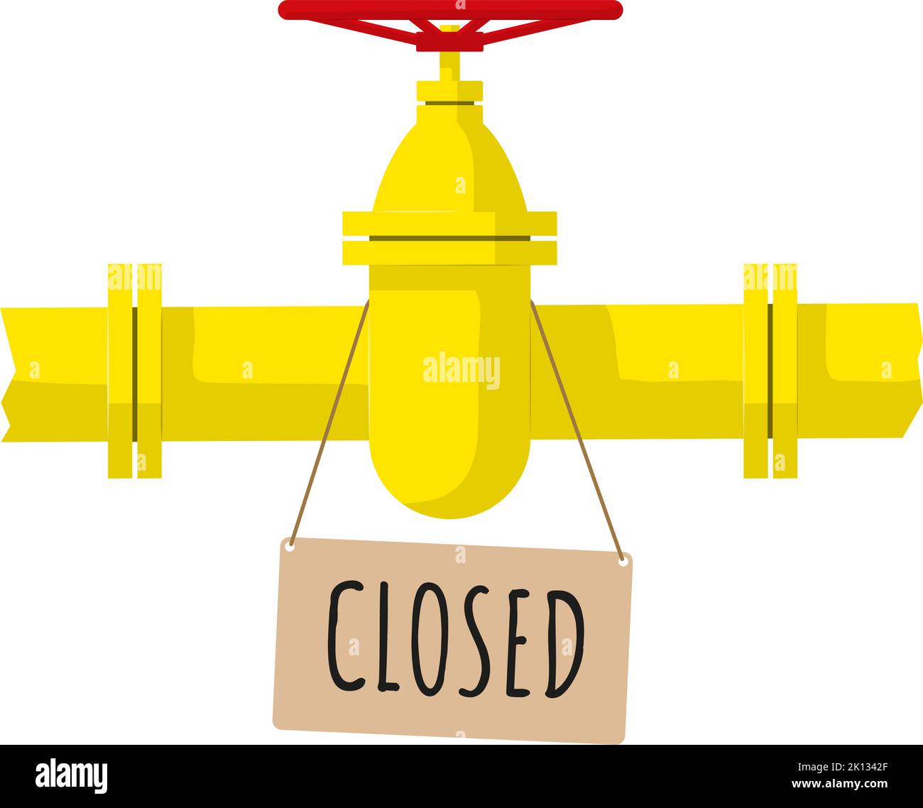 Gate valve of a gas pipe and hand that closes it, symbolic vector ...