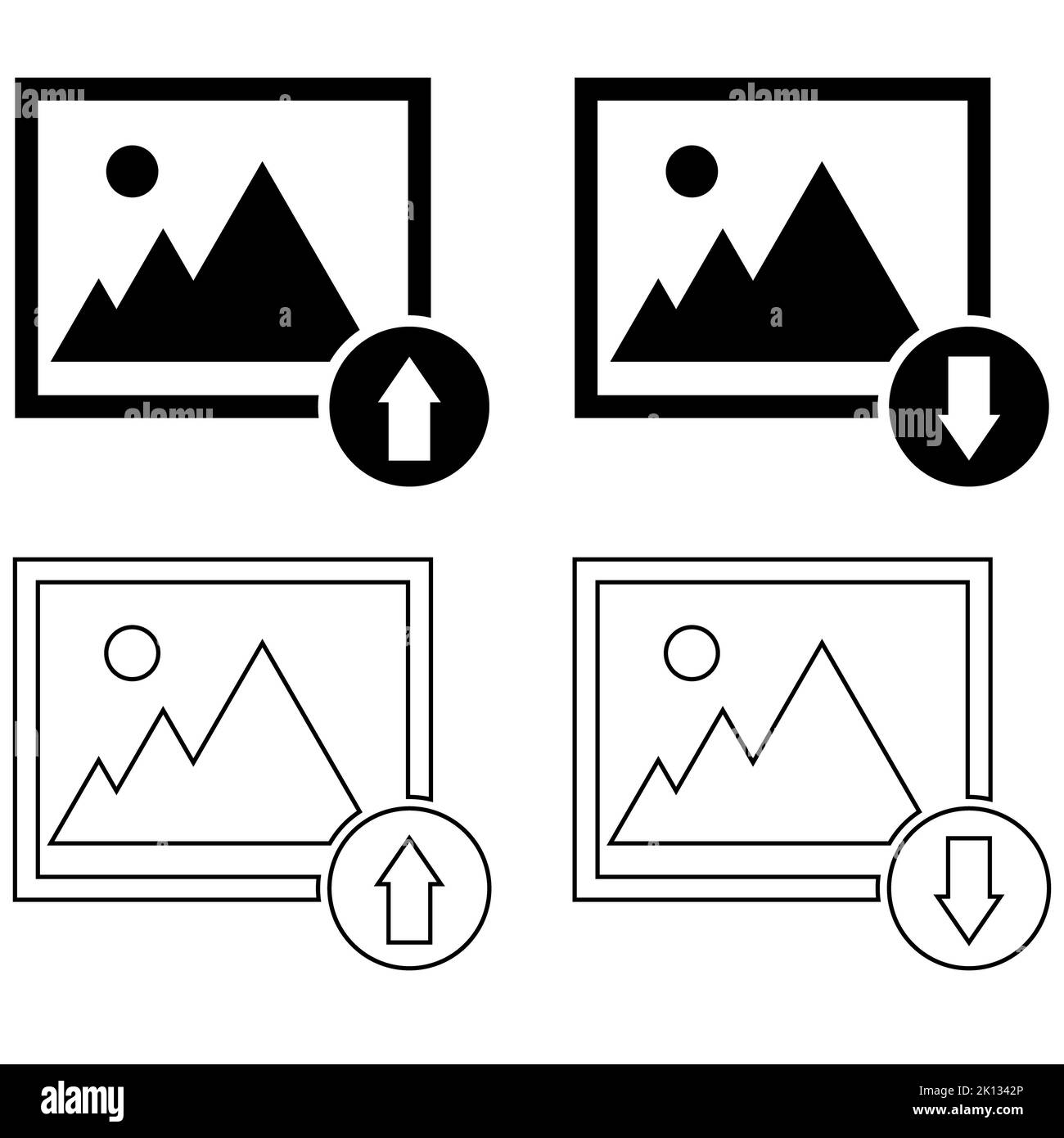 Download or Upload picture icon on white background. Download or upload ...