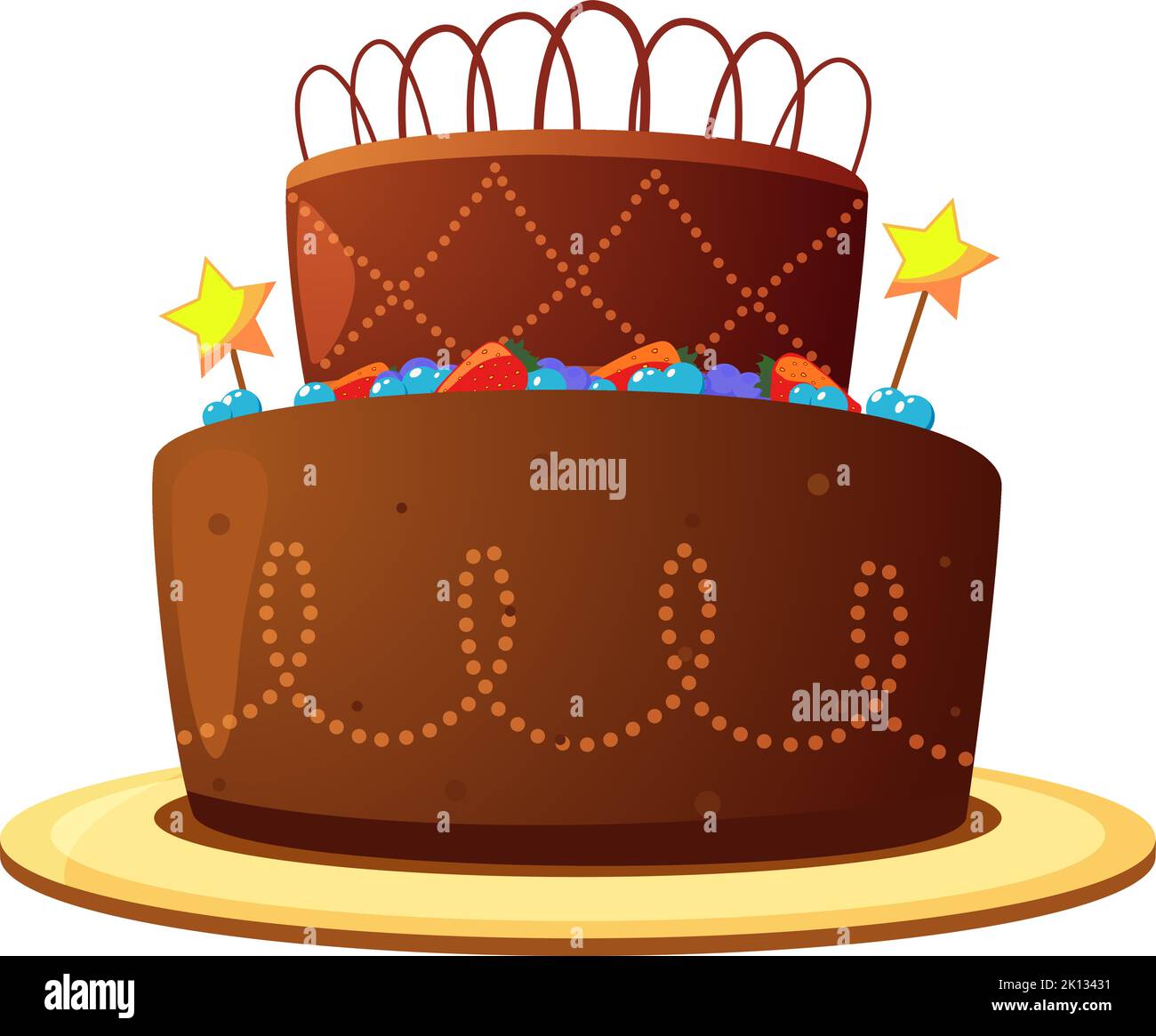 Chocolate cake. Cartoon party celebration decorative dessert Stock ...