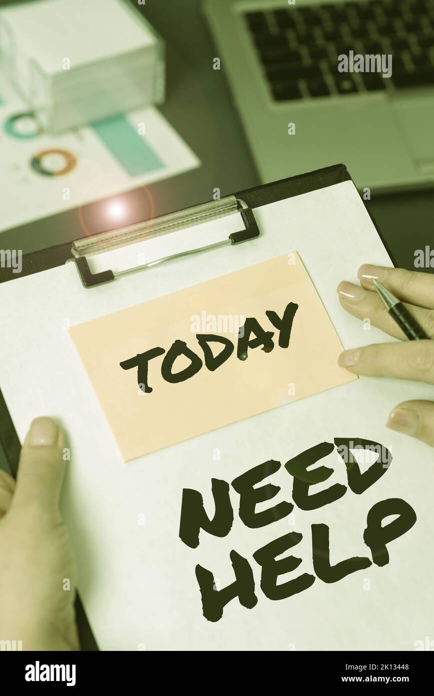 Hand writing sign Need Help. Business approach When someone is under ...