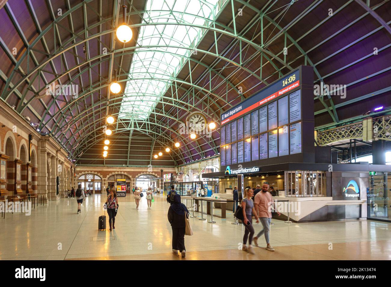 The departures board and transport information desk in the Grand ...