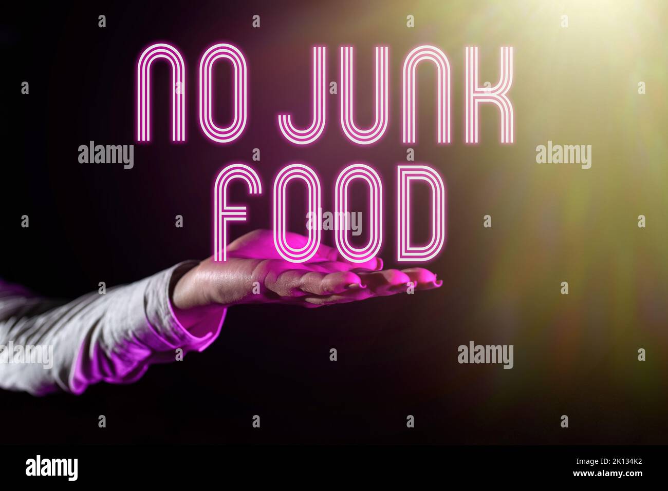 Hand writing sign No Junk Food. Business concept Stop eating unhealthy ...
