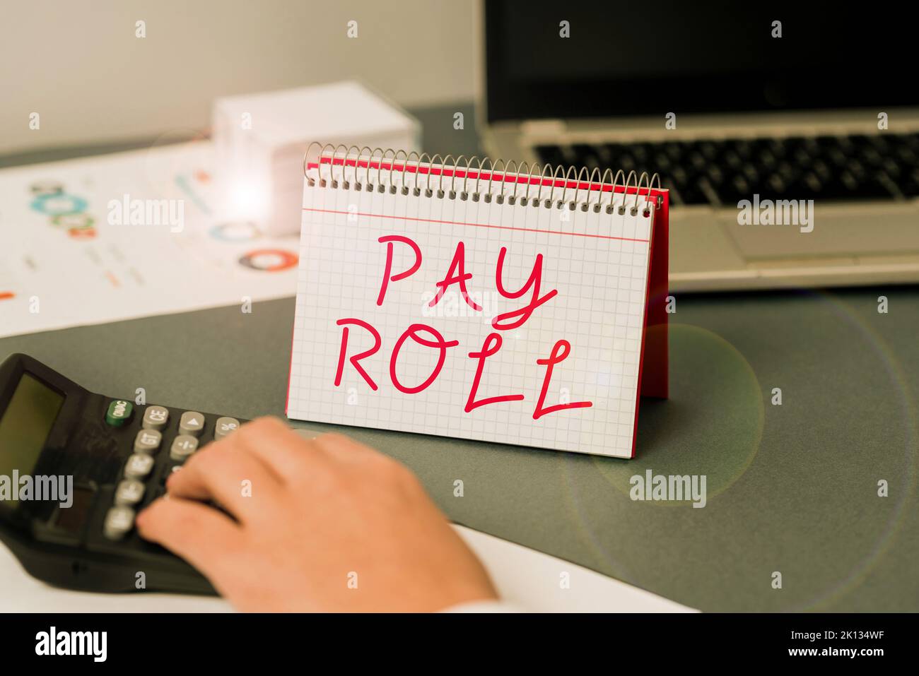 Hand writing sign Pay Roll. Conceptual photo Amount of wages and ...
