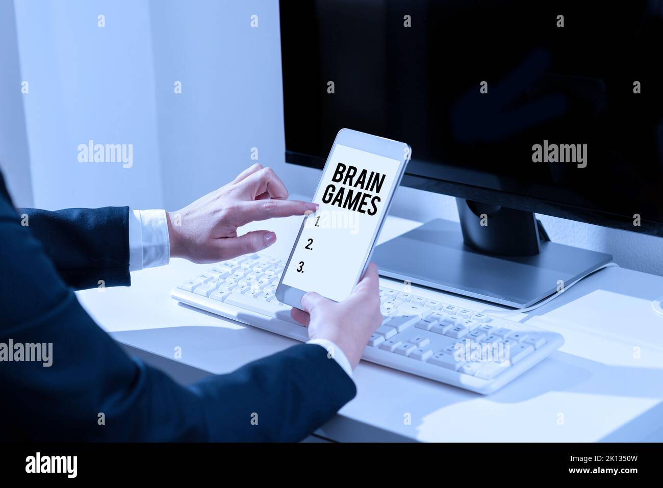 Hand writing sign Brain Games. Business showcase psychological tactic ...