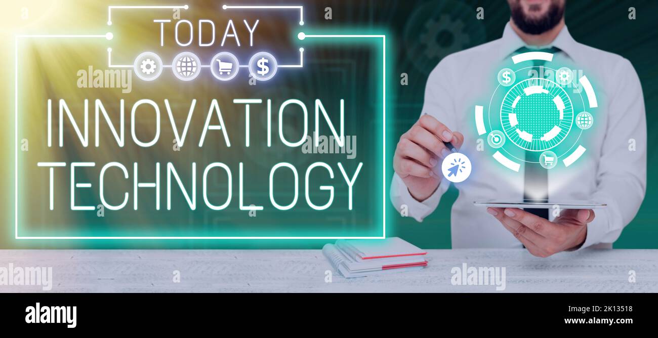 Conceptual caption Innovation Technology. Business concept New Idea or ...