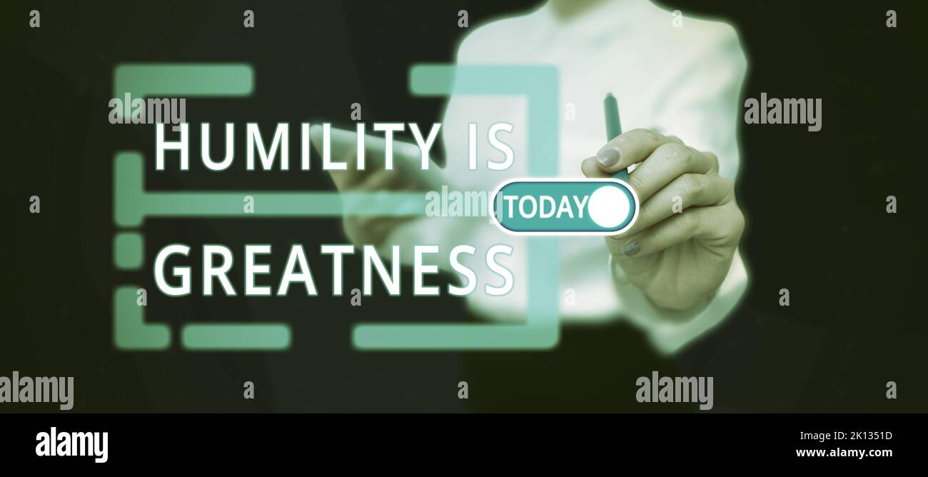 Hand writing sign Humility Is Greatness. Word Written on being Humble ...